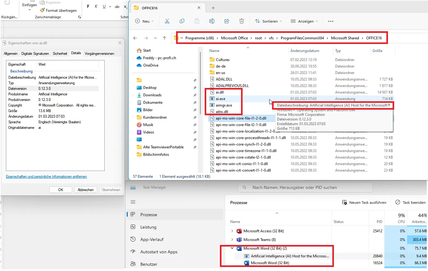 微软Office用户反映新增ai.exe进程，关闭后CPU温度下降10°C - 果核剥壳