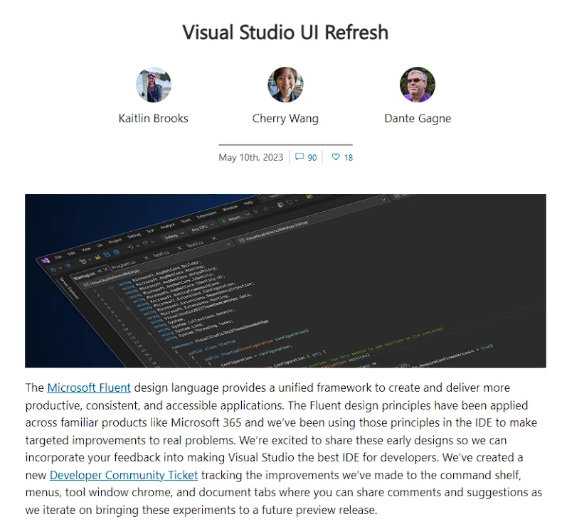 微软Visual Studio宣布10多年来首次UI重大改造 - 果核剥壳
